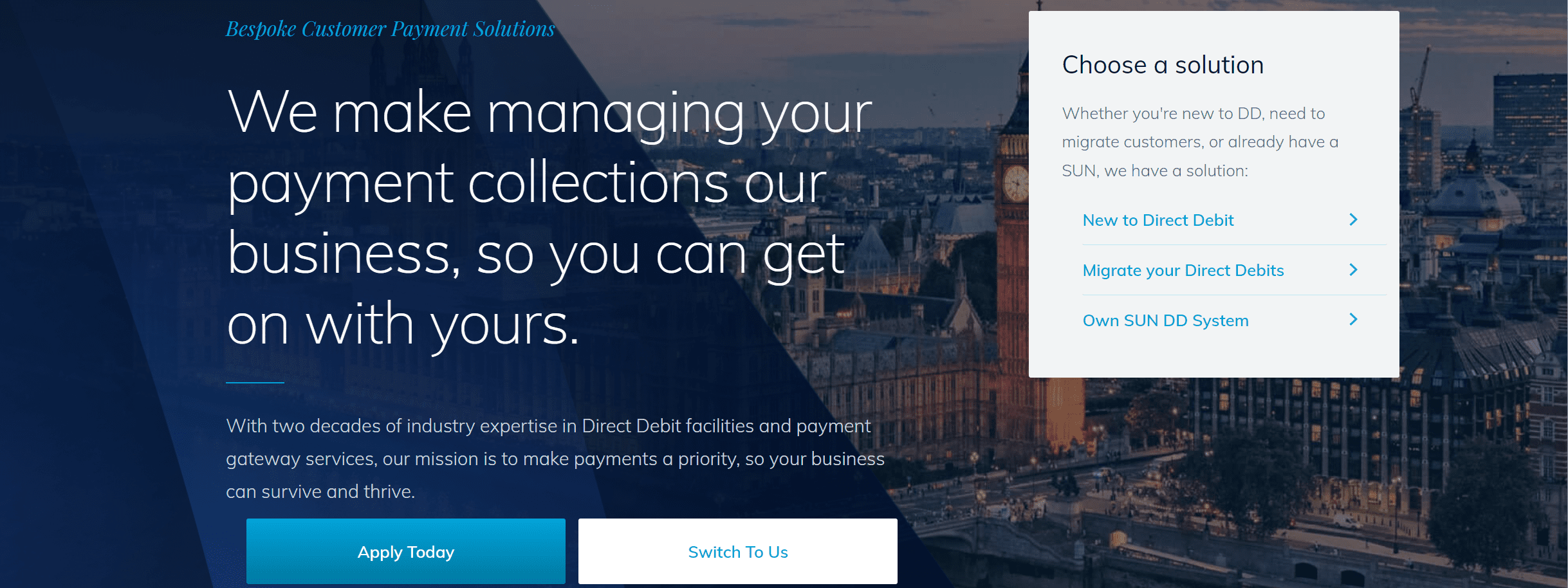 Direct Debit Provider Comparison - London & Zurich